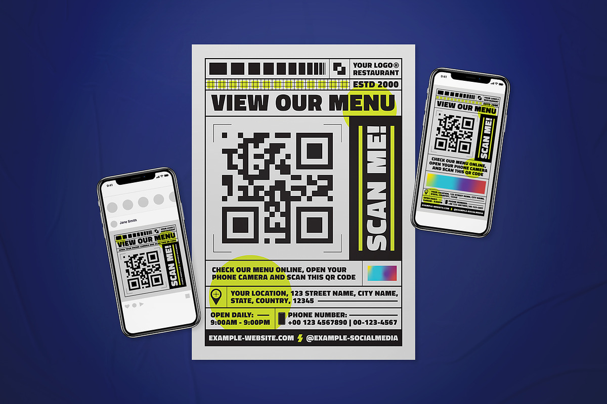 QR Code Online Menu Flyer Set, a Flyer Template by The Good Store