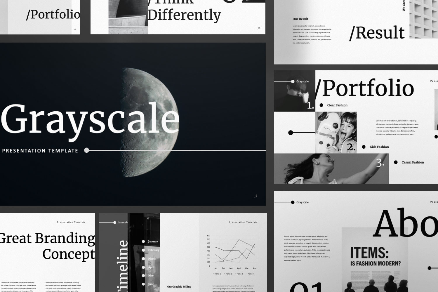 Grayscale Google Slide Template, a Presentation Template by Portocraft