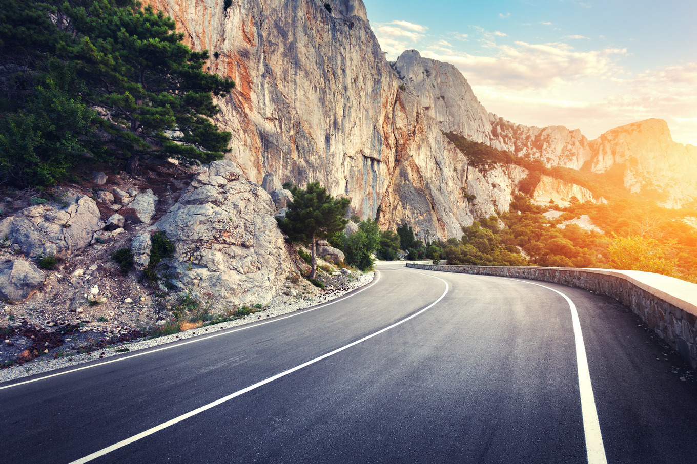 Landscape with mountain road featuring road, landscape, and mountain, a ...