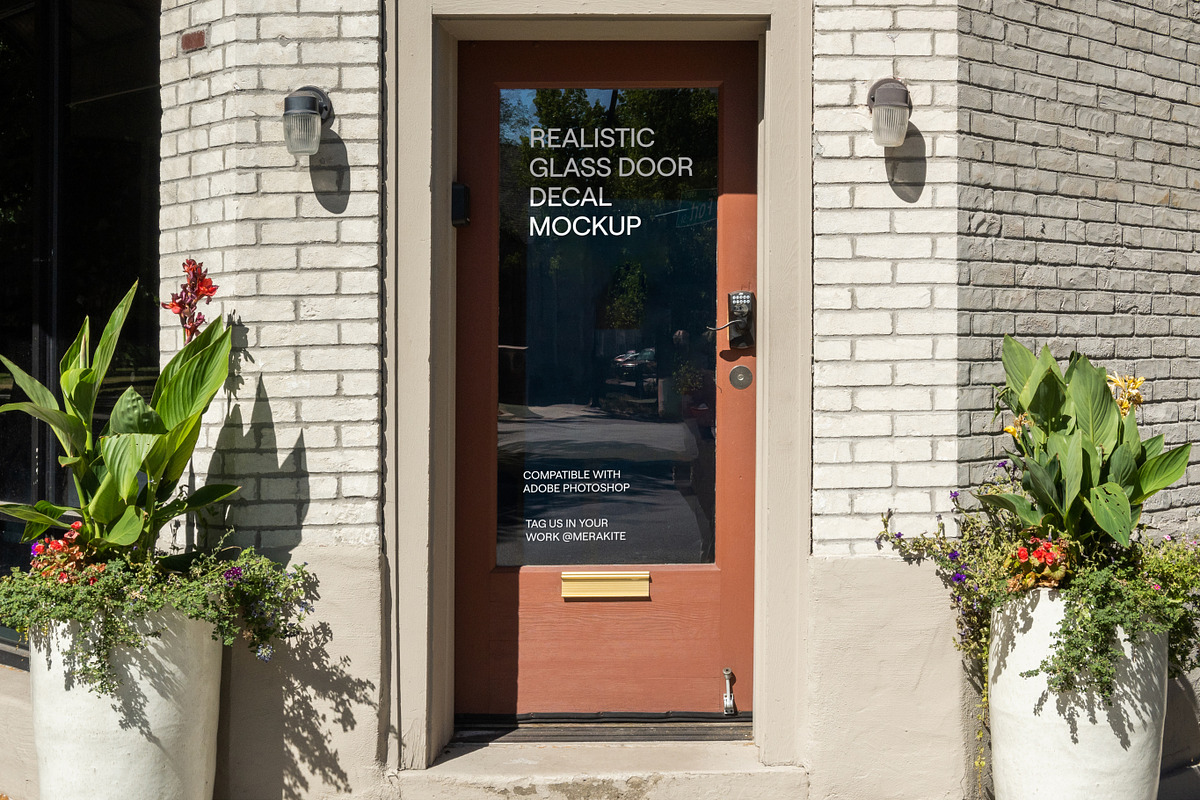 Window Door Decal Sign Mockup PSD