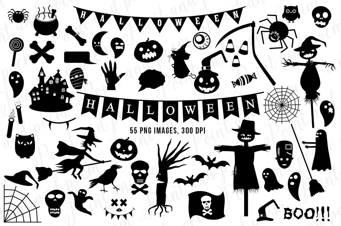 Halloween Clip art Black Silhouette, an Illustration by Point and Poem