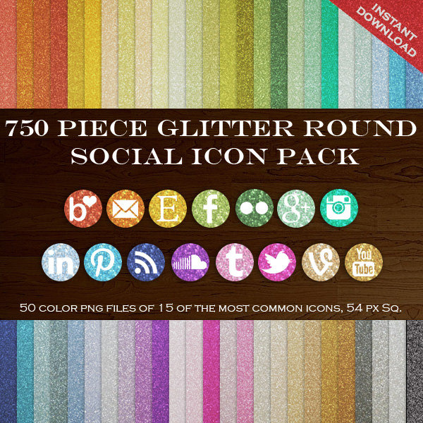 750 Glitter Blog Button Icons, an Icon by The Geekery Store
