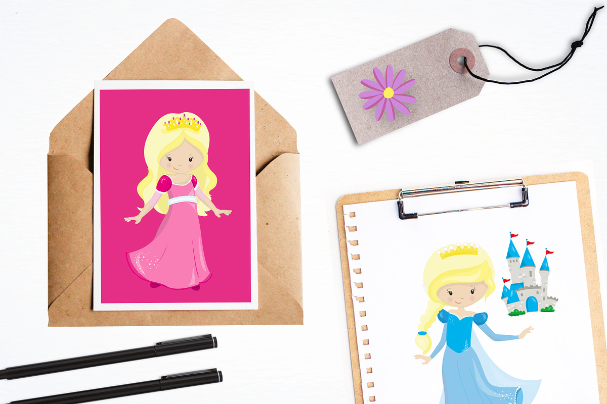 Fairytale princess illustration pack, an Illustration by PrettyBundles