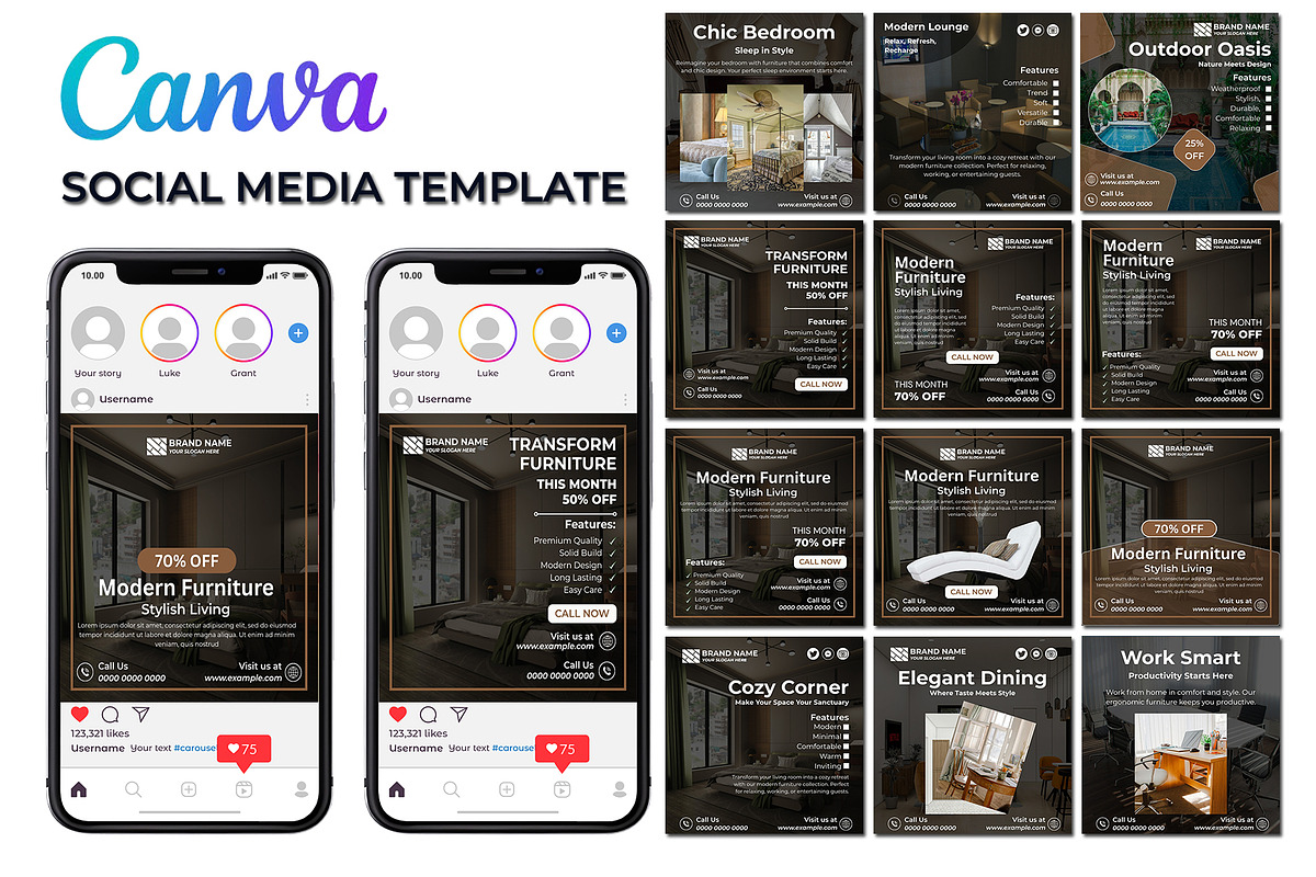 Furniture Instagram 100 Posts Canva