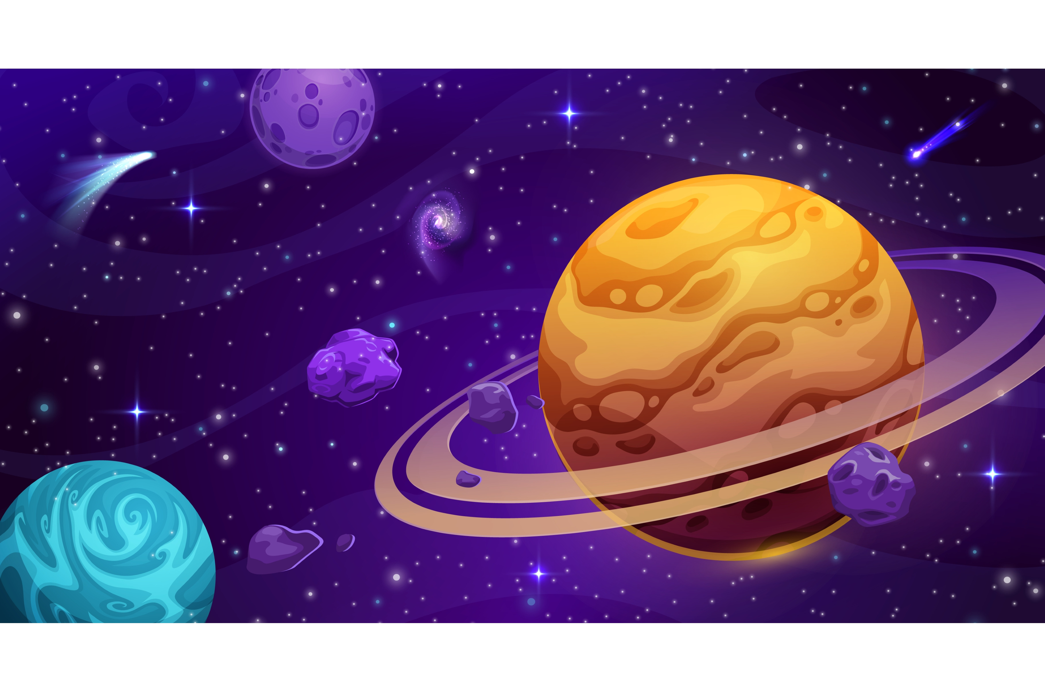 Cartoon galaxy space landscape, an Illustration by Vector Tradition ...