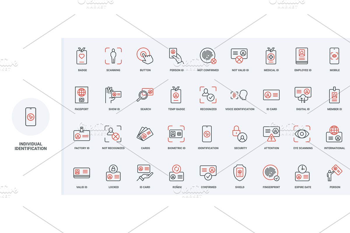 Id card passport information icons, an Object Illustration by Lemberg ...