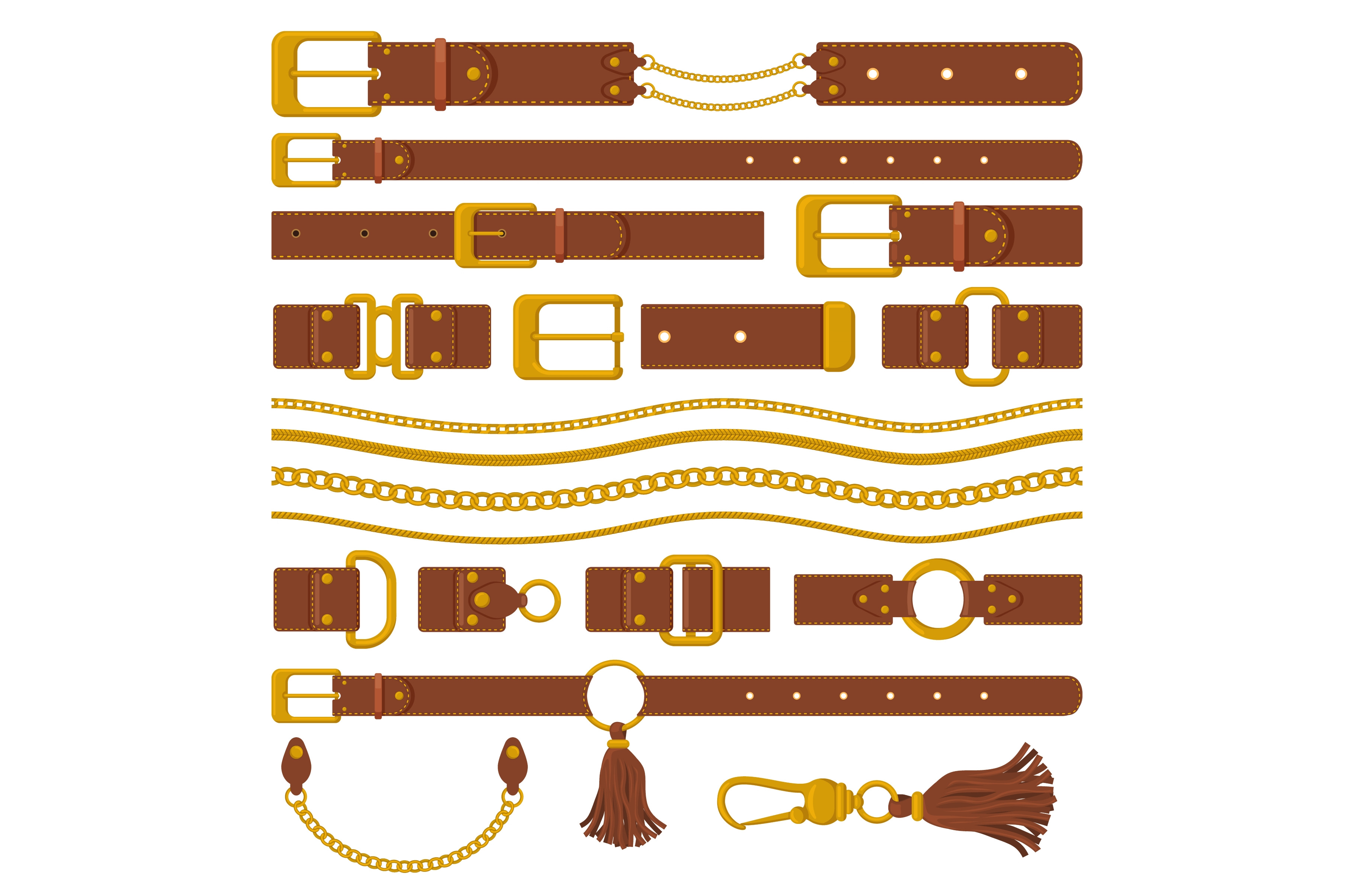 Belts and chains elements. Leather, a Graphic by winwin.art