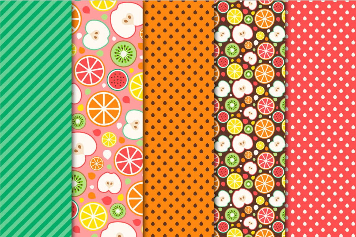 Digital Paper Fruits, a Pattern Graphic by Maishop