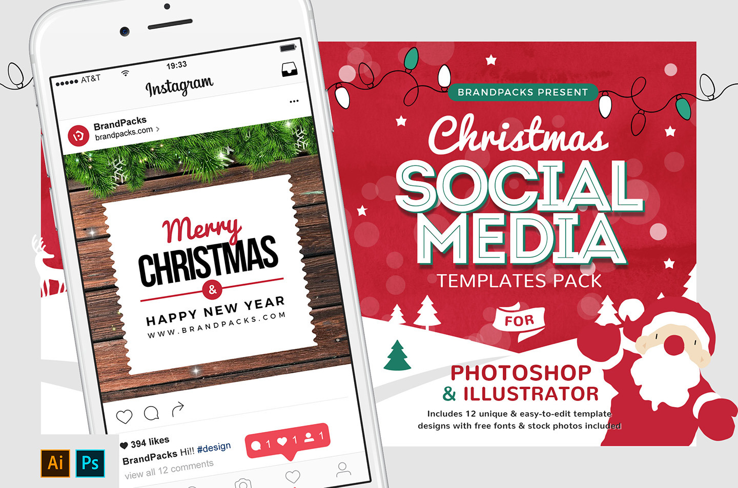 Christmas Social Media Templates, a Social Media Template by BrandPacks