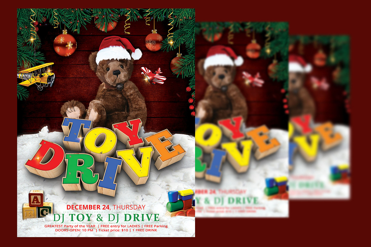 Toy Drive Party Flyer Poster, a Flyer Template by Artolus