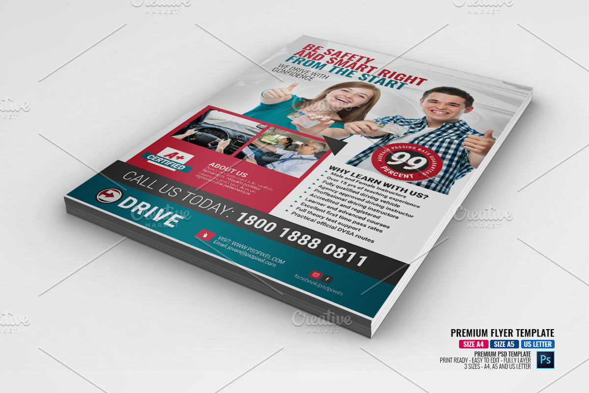 Driving Tutorial Flyer, a Flyer Template by PSDPixel