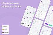 Map & Navigate Mobile App UI Kit, an UI Kit Template by Betush