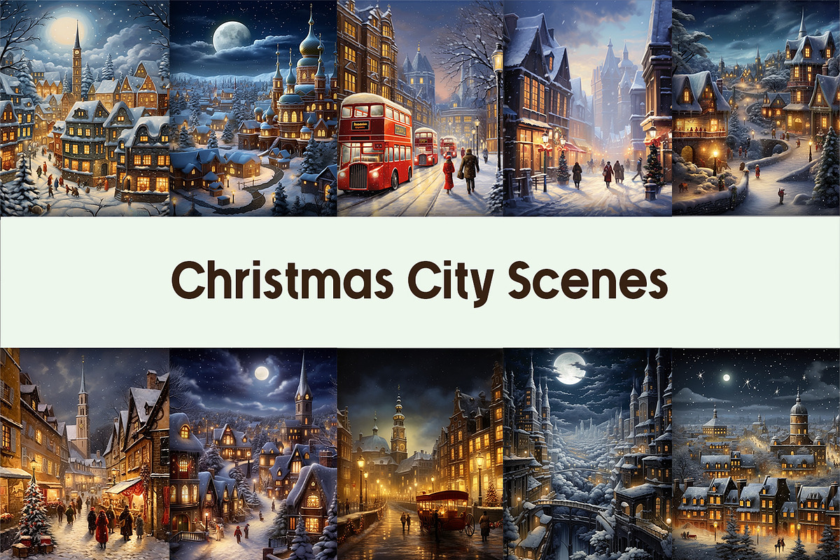 Christmas City Scenes Background, a Background Graphic by AdriOP