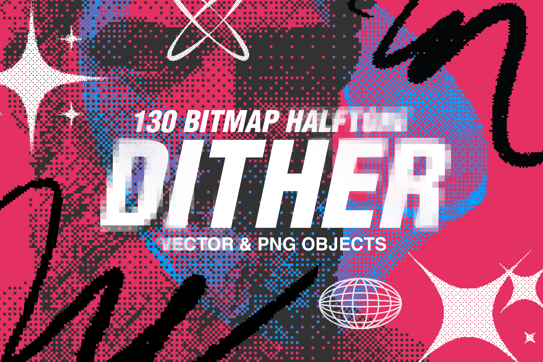 130 Dither Bitmap Vector & PNG Set, an Object Graphic by Graphicdome