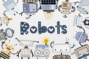 Set of cartoon robots, a Technology Illustration by the_myro