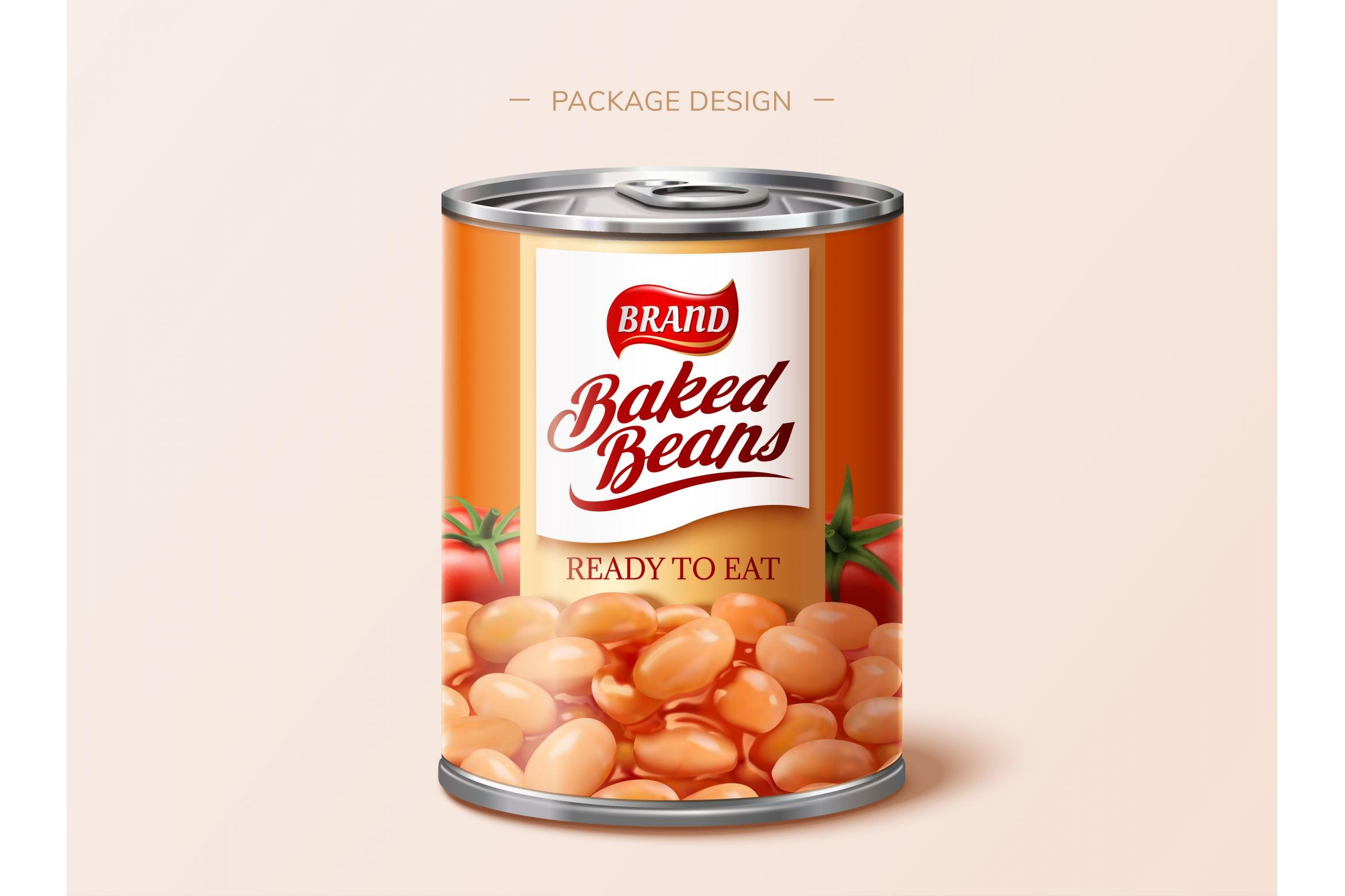 Baked beans tin package design, a Food Illustration by TotallypicRF
