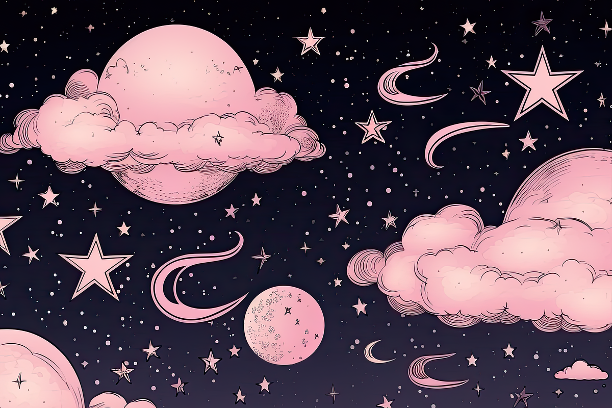 Vintage Pink Night Sky Background
