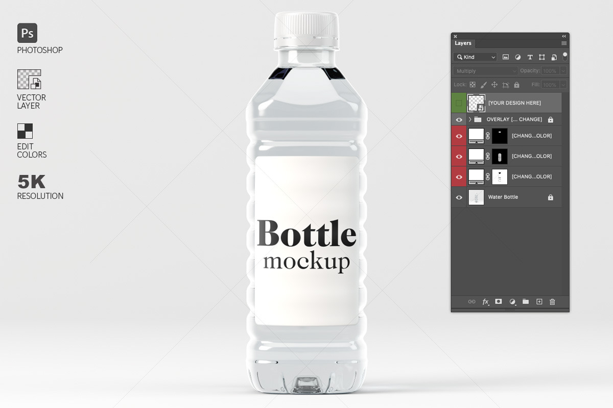 Plastic Water Bottle Mockup, a Packaging Mockup by LESZ Design