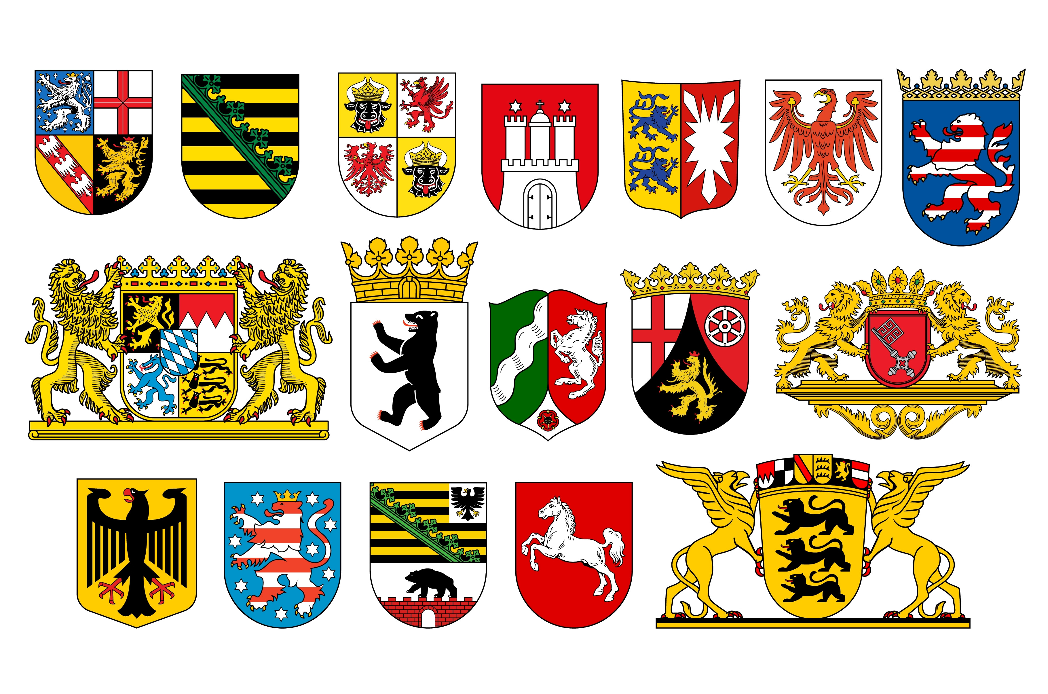 Coat of arms of German states, an Illustration by Vector Tradition