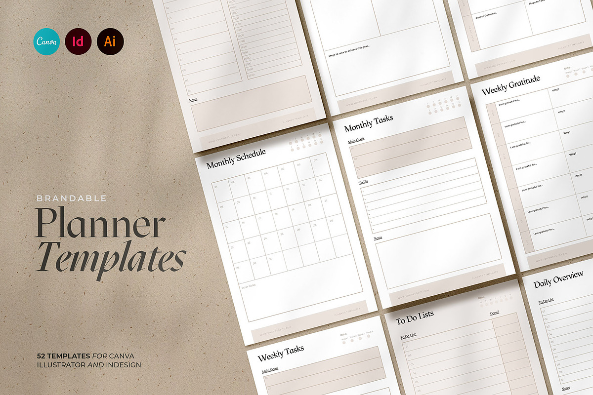 Brandable Planner Templates, a Templates & Theme by AndrewPixel