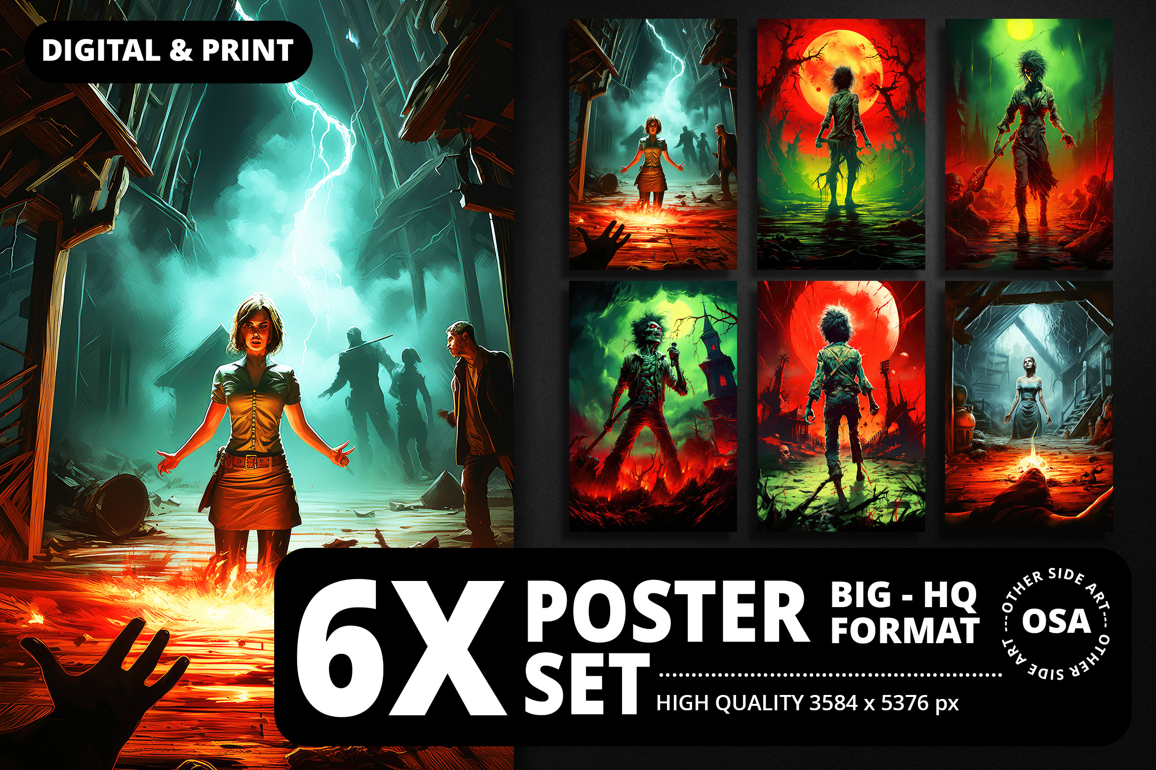 Horror Poster in 1970s Style Set, a Background Graphic by Other Side Art