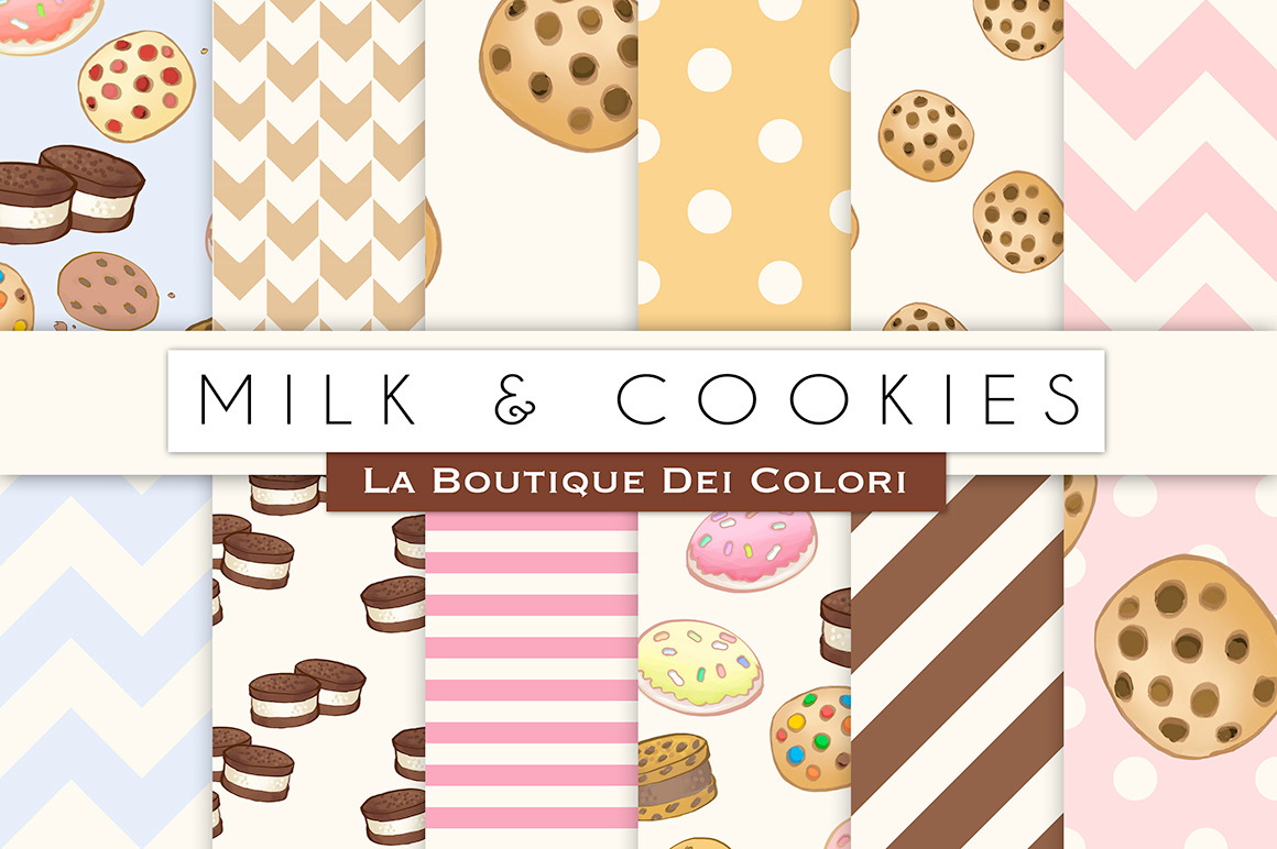 Milk and Cookies Digital Paper, a Pattern Graphic by La Boutique dei Colori