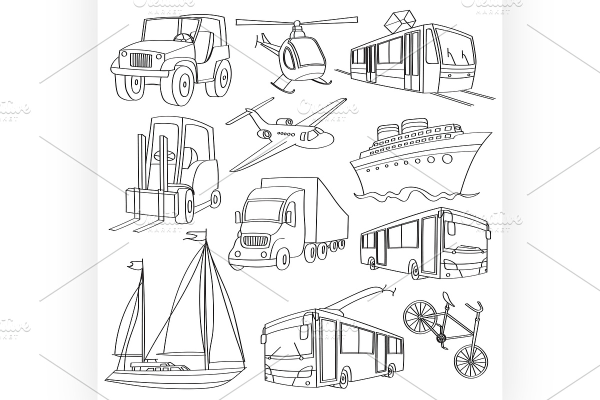 doodle vector transport, a Decorative Illustration by Netkoff