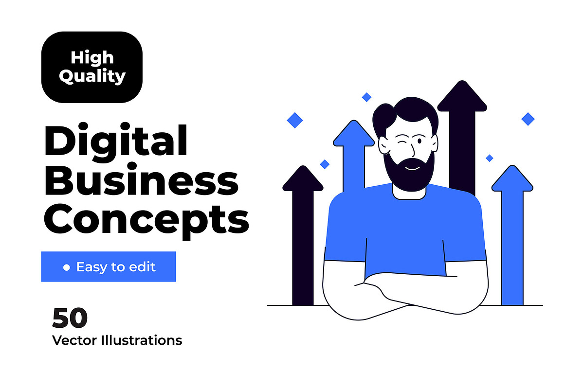 50 Digital Business Illustrations, an Illustration by Creative Graphics