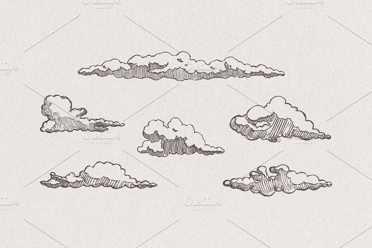 Collection of clouds drawings, a Decorative Illustration by ...
