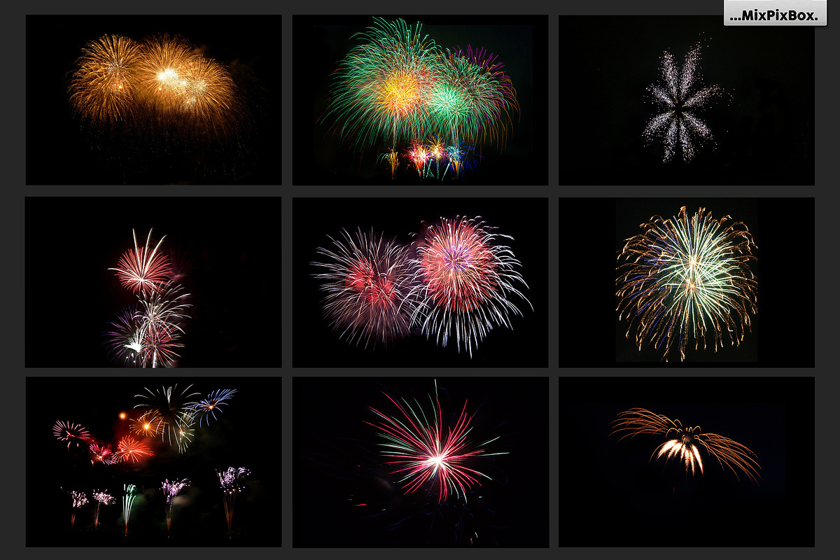100 Fireworks Overlays, a Texture Graphic by MixPixBox