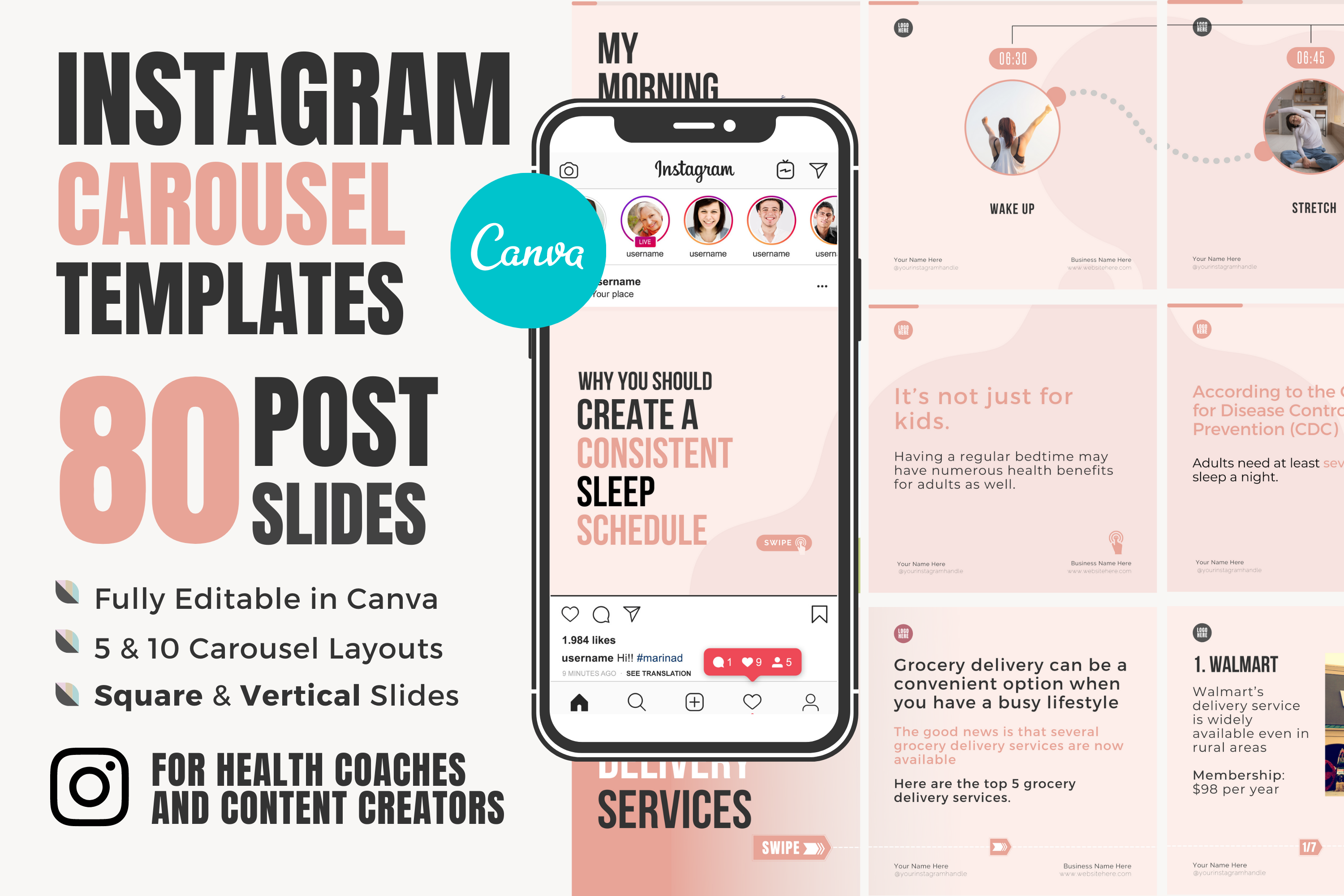 Instagram Carousel Templates Canva, a Social Media Template by Designs ...