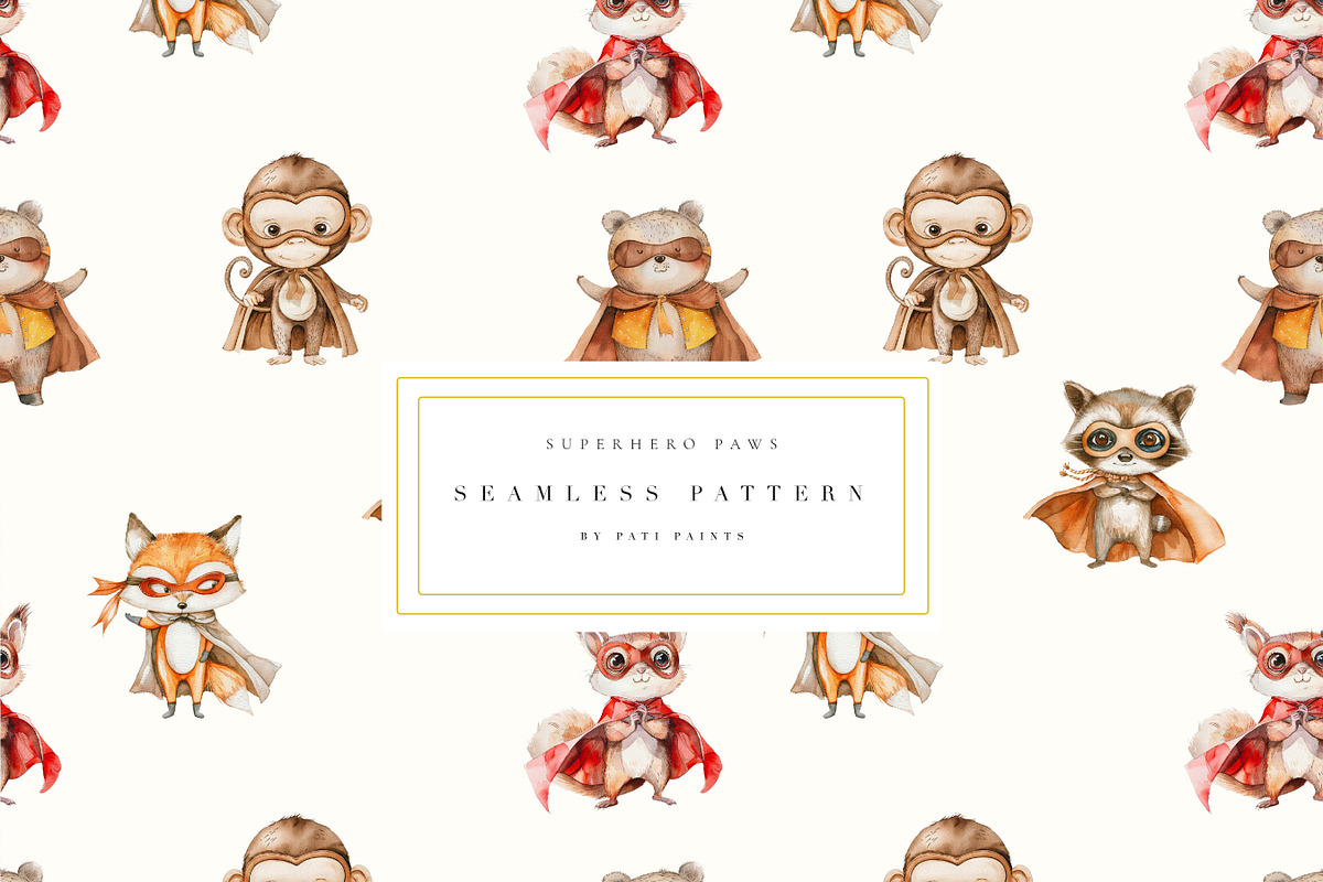 Watercolor Superhero Clipart Bundle for Kids