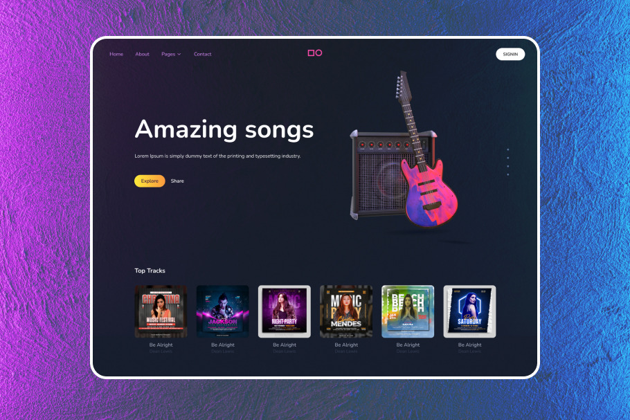 Music Player Landing Page, a Landing Page Template by Neha Guleria ...