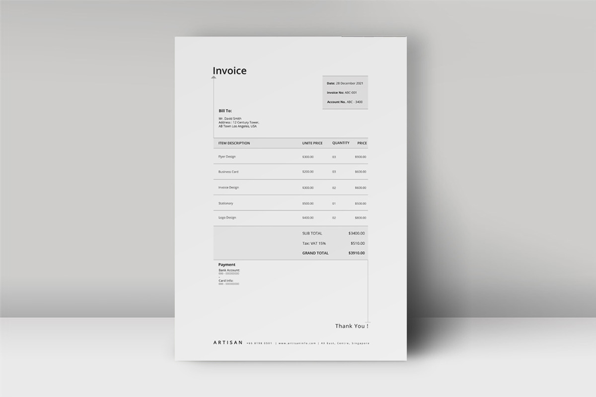 Double Invoice, a Stationery Template by artisanHR | Creative Market