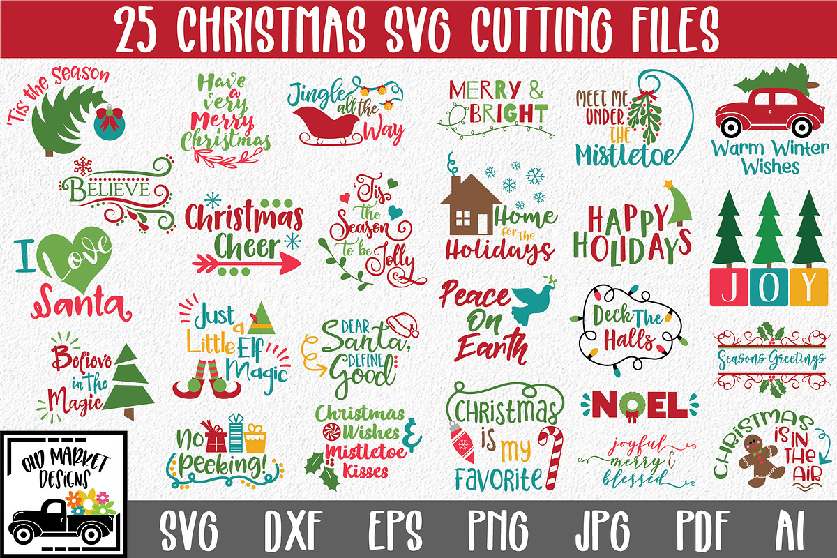 Christmas SVG Bundle - 25 Cut Files, an Illustration by OldMarket Designs