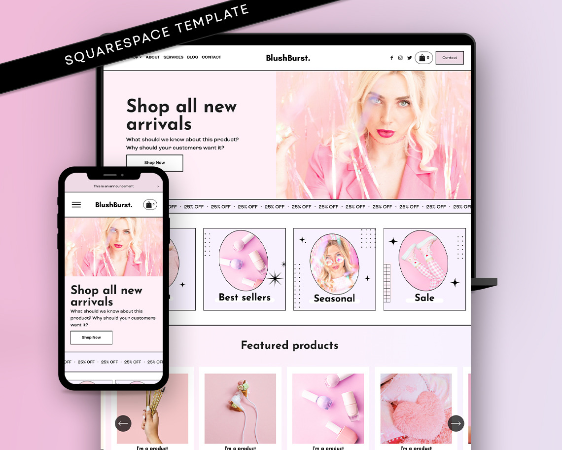 Blush Pink Pastel Website Template