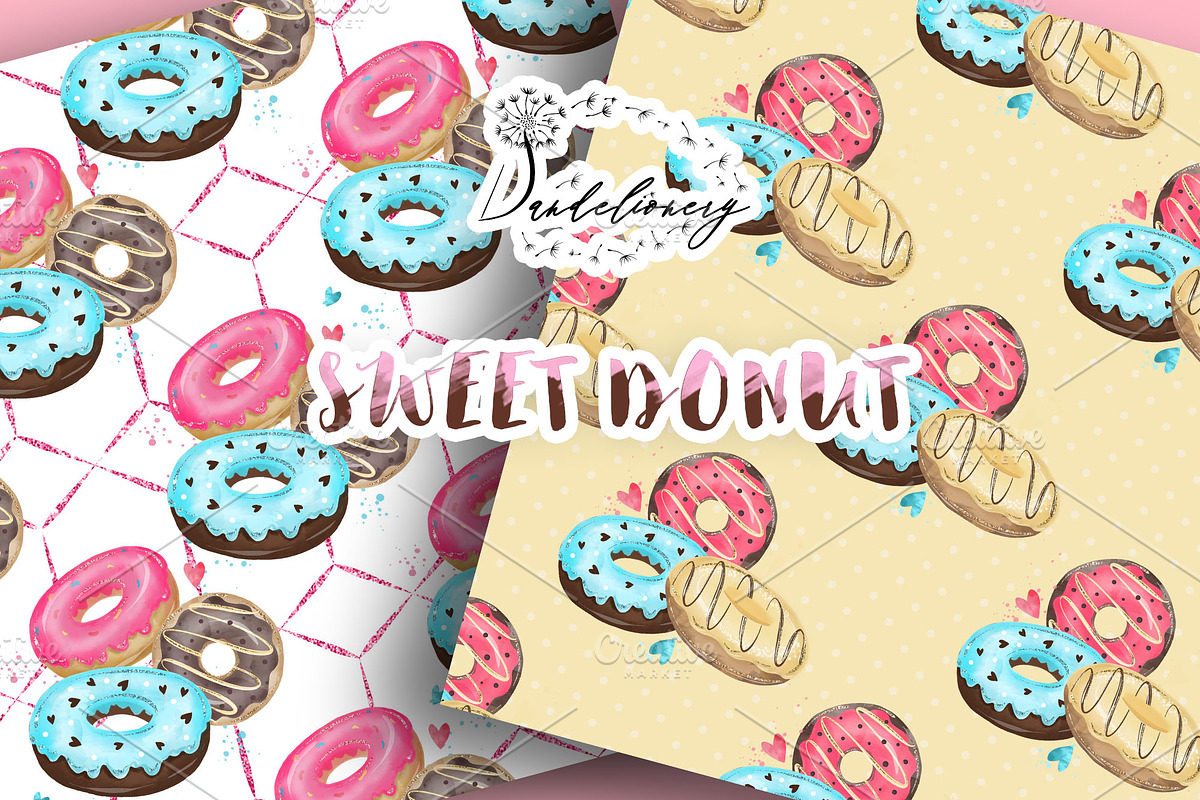 Sweet Donut digital paper pack, a Pattern Graphic by designloverstudio