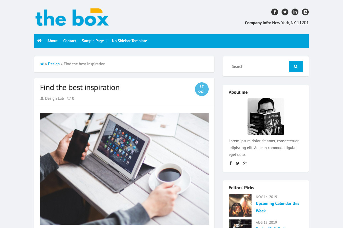 The Box WordPress Theme, a WordPress Template by Design Lab