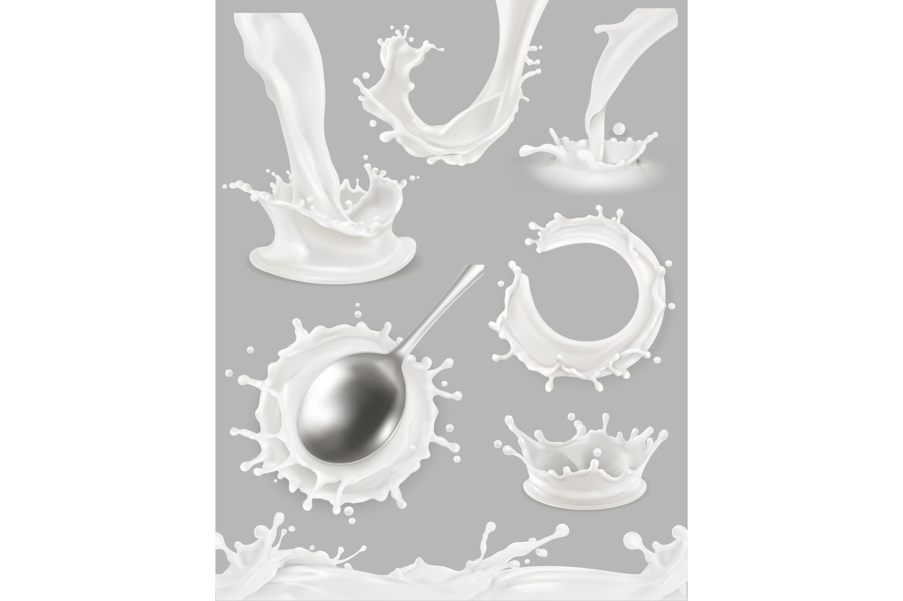 Milk drop and splash. Vector set, an Icon by Allevinatis Studio