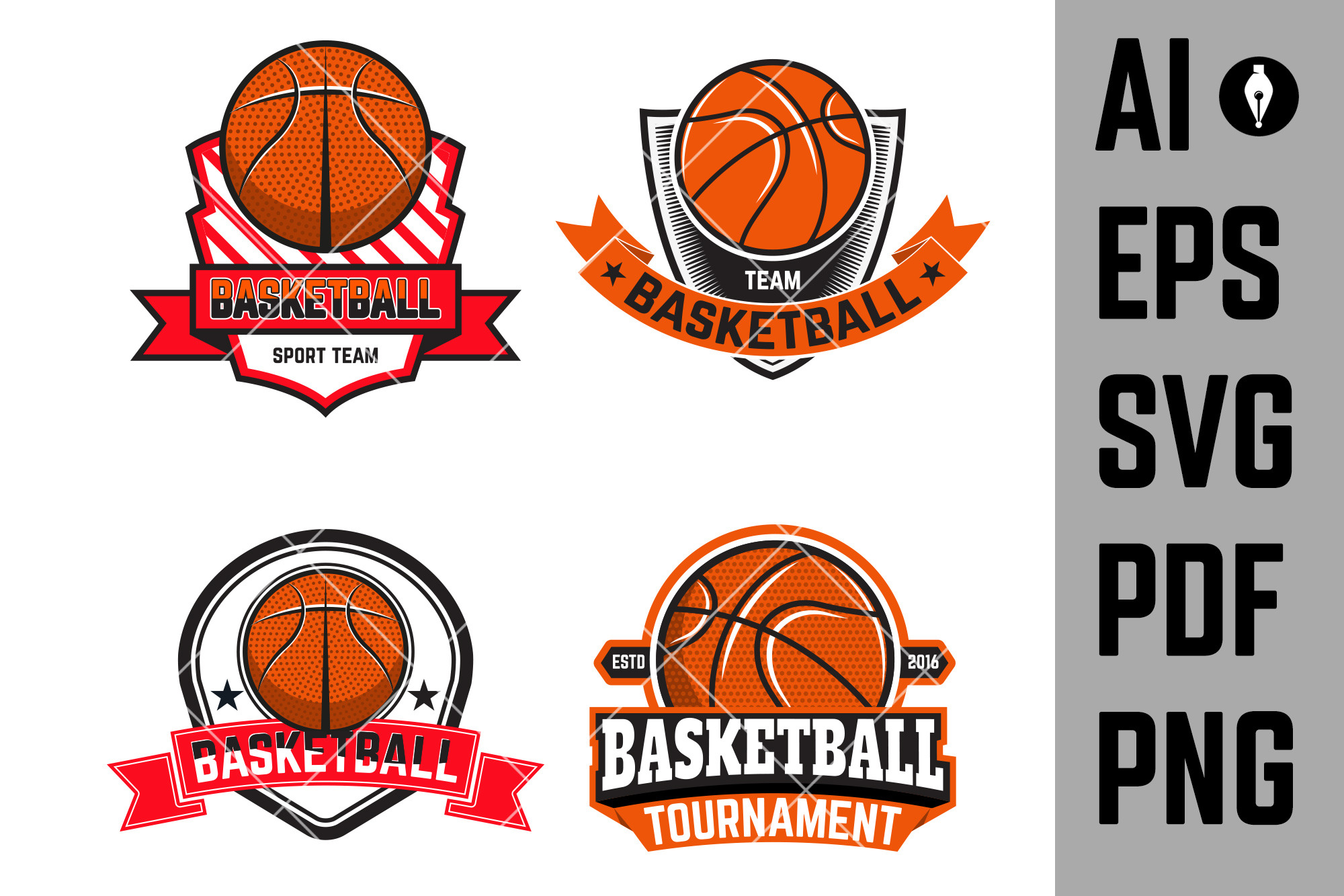 Set of basketball labels and logos, an Icon by Vectorhight | Creative ...