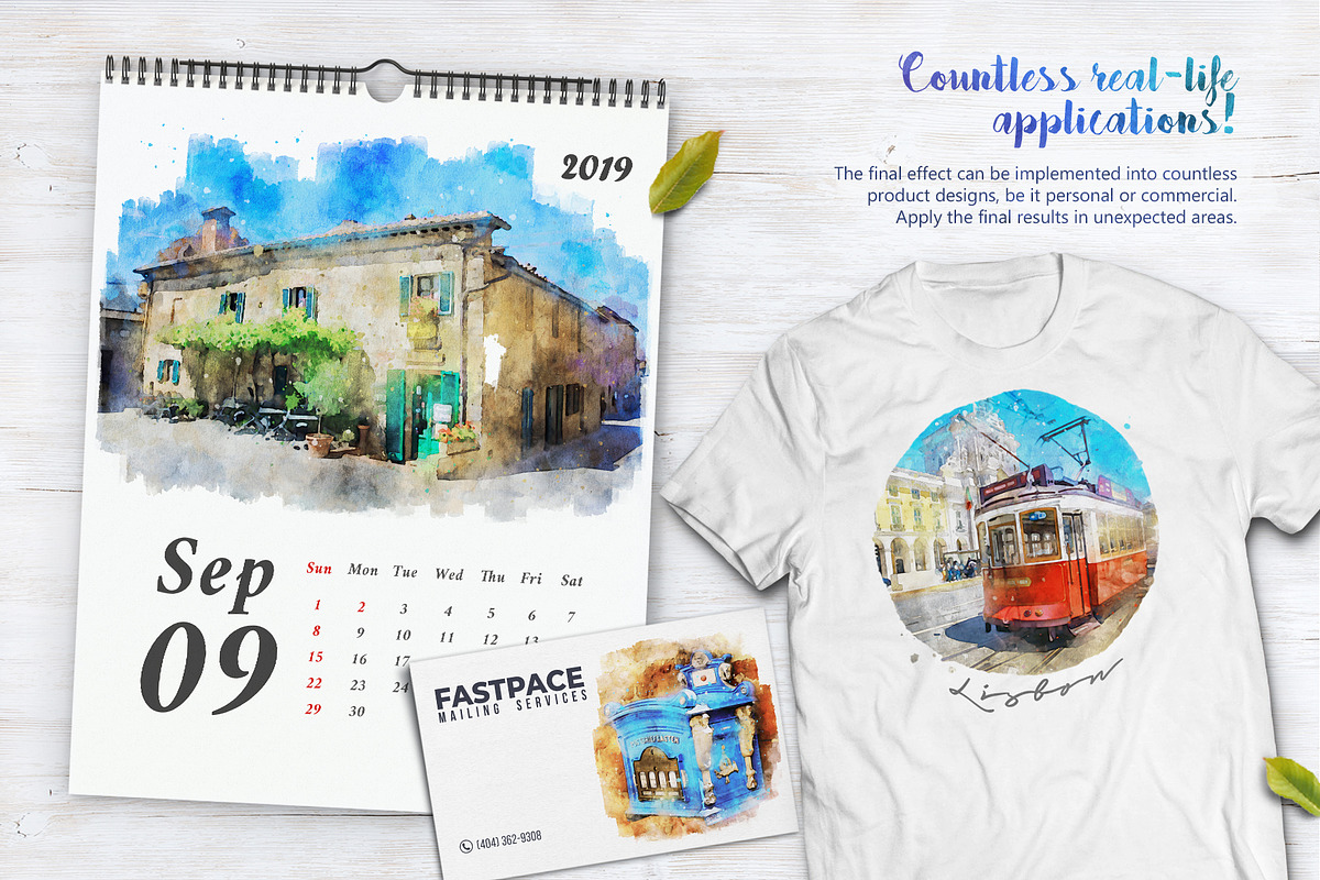 Aquarelle Watercolor Painting PS Action