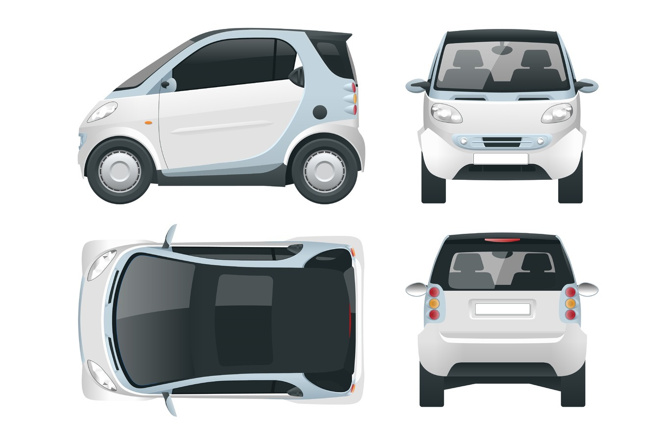 Vector compact small car. Small Compact Hybrid Vehicle. Eco-friendly hi ...