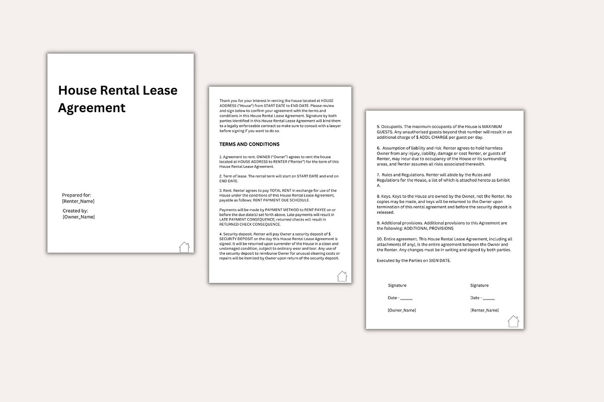 Simple lease agreement template | Creative Market