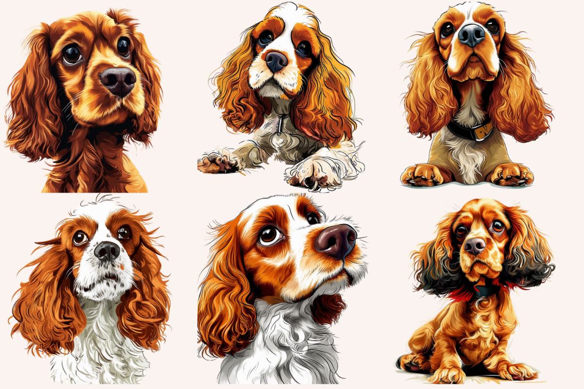 Cartoon Caricature Cocker Spaniels