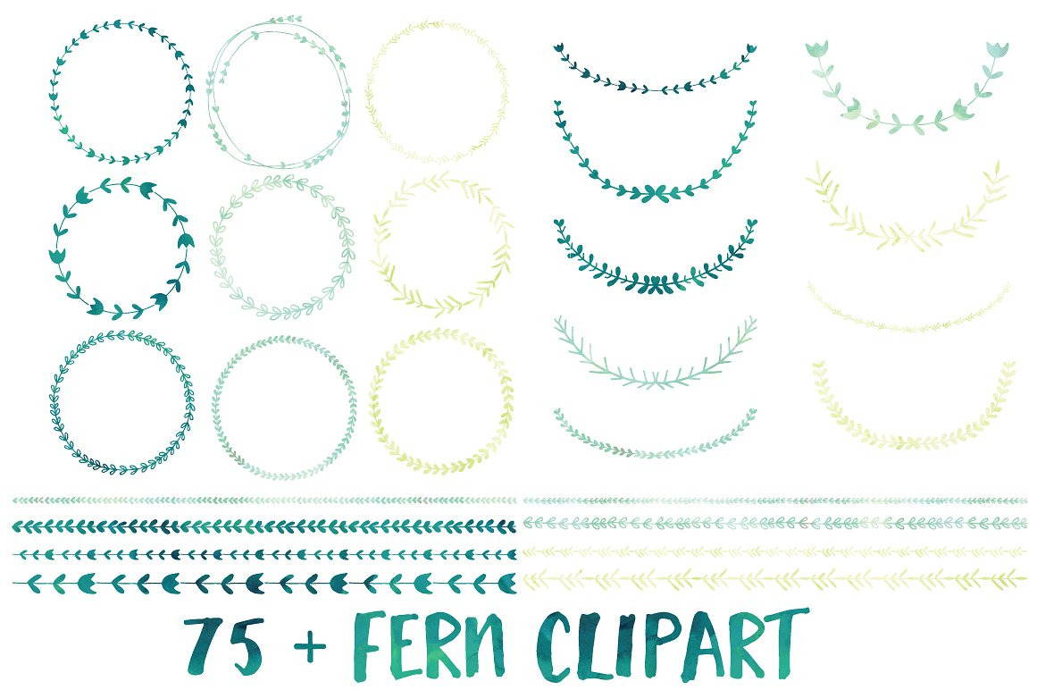 Green Watercolor Wreath and Borders, an Illustration by illuztrate