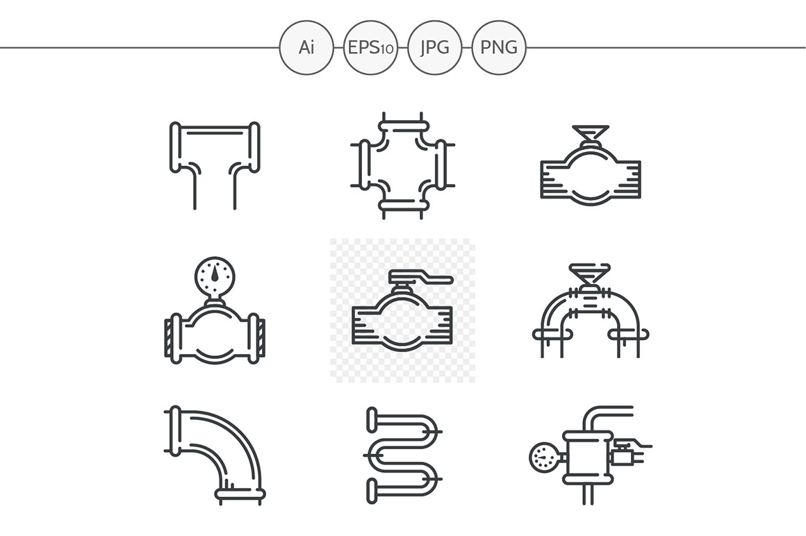 Pipeline black line vector icons, an Outline Icon by YershovOleksandr