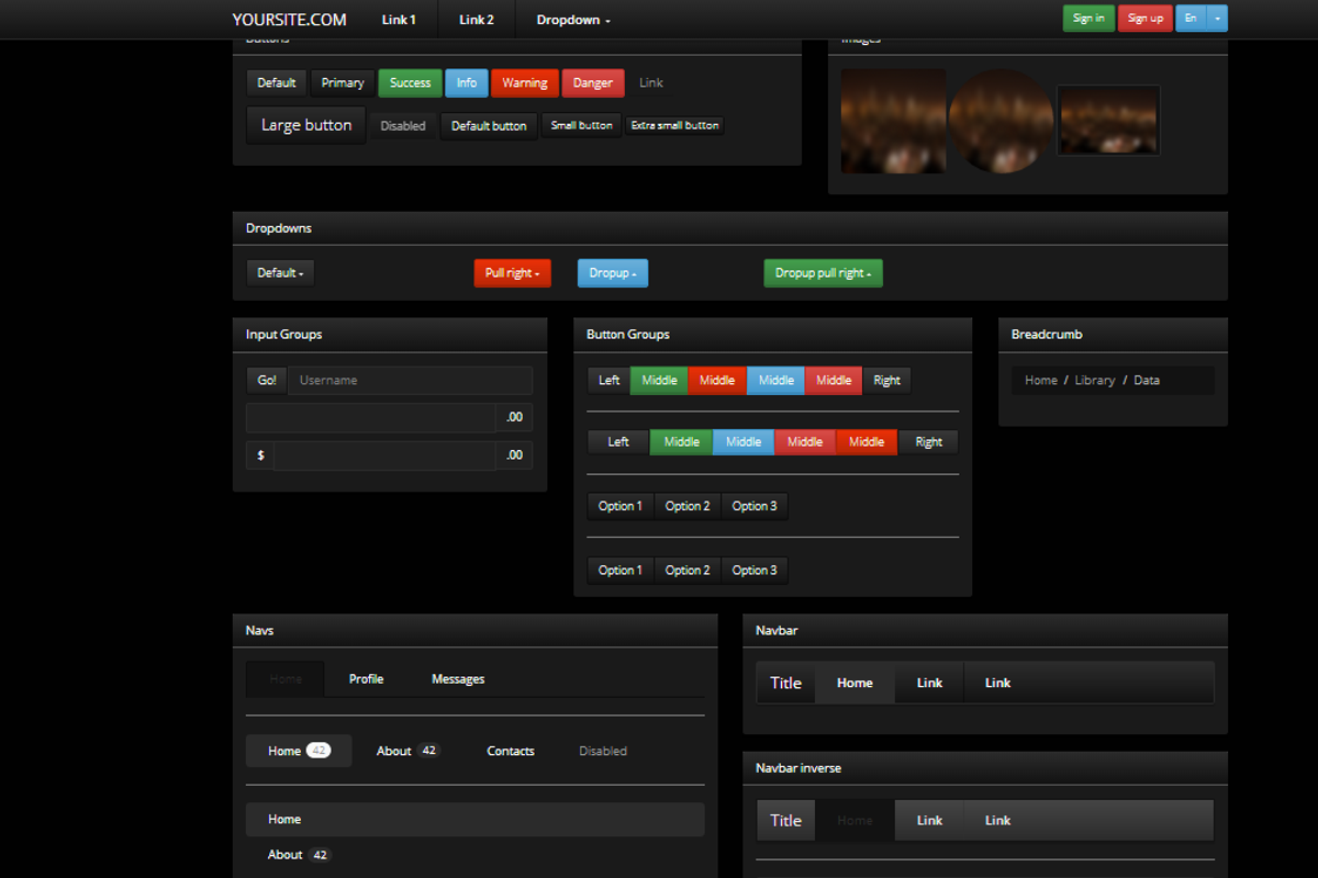 Bootstrap 3.0. theme Classic Dark UI, a Bootstrap Template by Bootstraptor