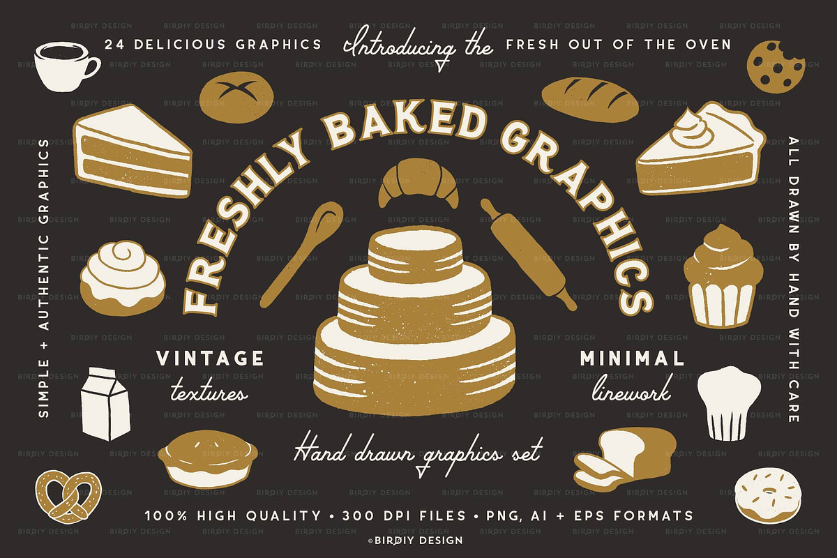 Freshly Baked Graphics Bakery Icons, an Icon by BirDIY Design