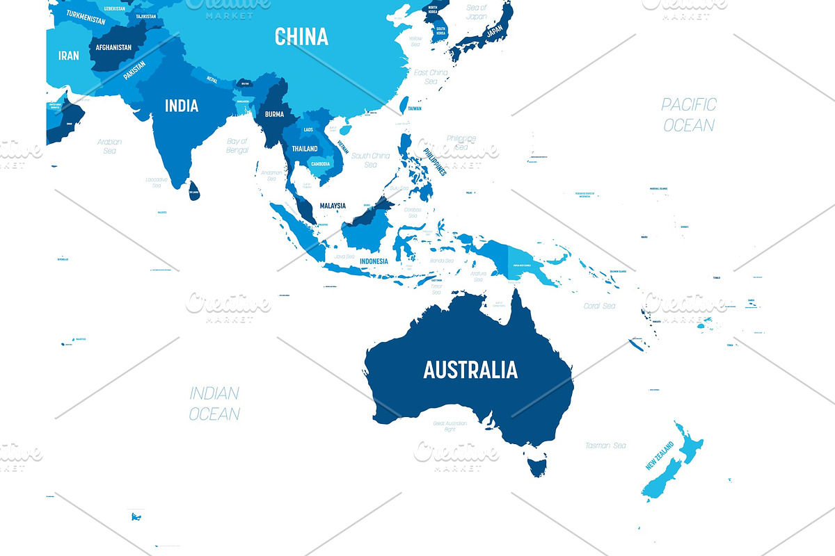 Australia and Southeast Asia map -, an Education Illustration by pytyczech