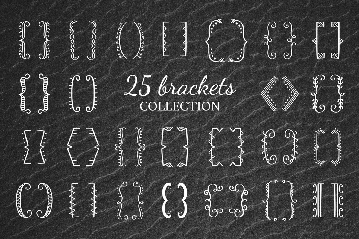 25 Hand Drawn Vector Brackets, an Object Graphic by Katrinelly